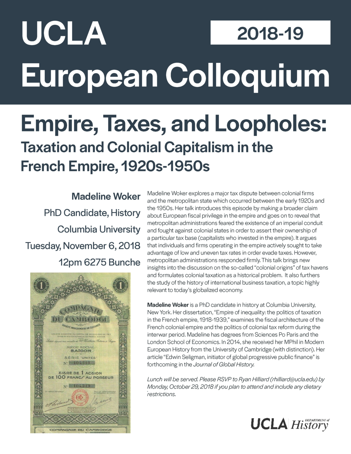 Madeline Woker - “Empire, Taxes, and Loopholes: Taxation and Colonial ...